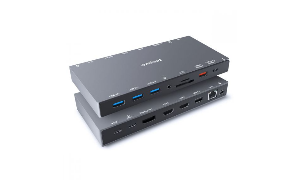 mbeat 15-IN-1 Triple Display USB-C Dock, HDMI x 2, DP x 1, 10G Data (S