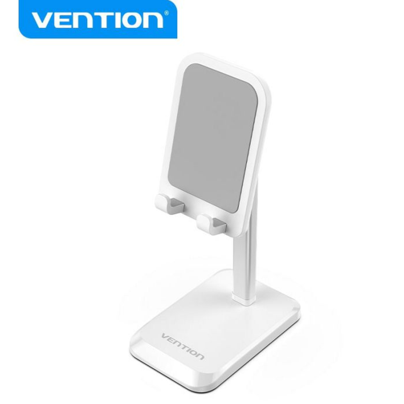 Vention Height Adjustable Desktop Cell Phone Stand White Aluminium All